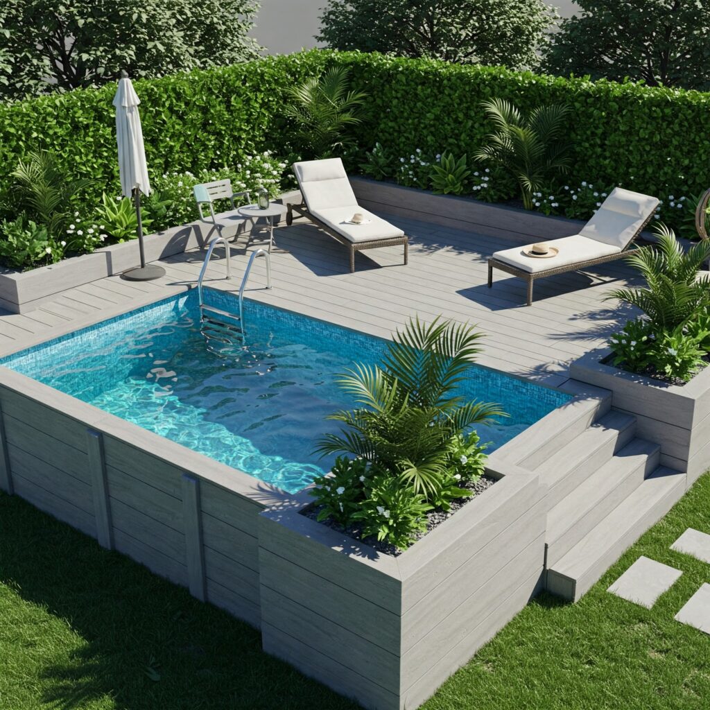 Small Pool Deck Ideas That Transform Above Ground Pools into Stylish ...